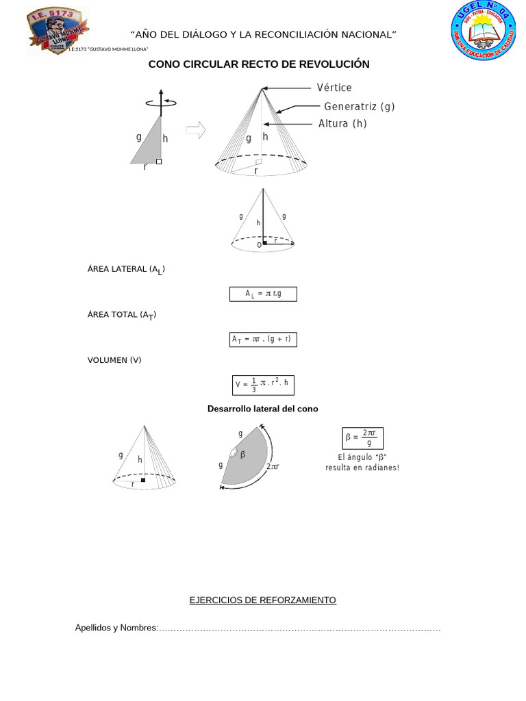 Cono Circular Recto de Revolución | PDF | Geometria clasica | Objetos ...