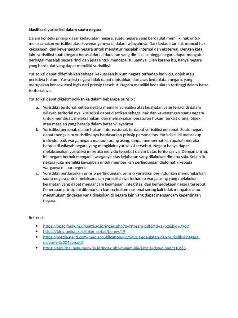 Klasifikasi Yurisdiksi Negara Berdaulat | PDF