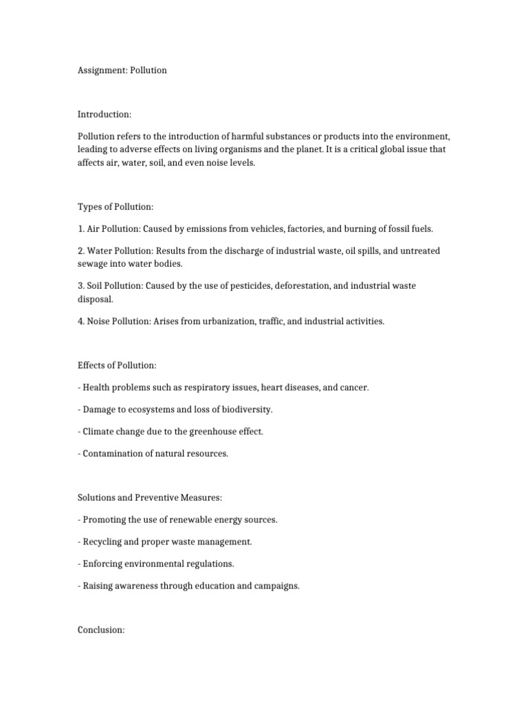 Pollution Assignment | PDF