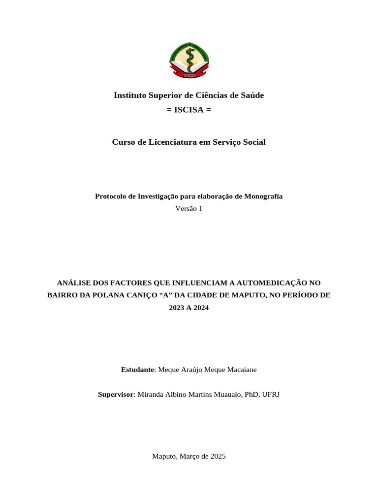 Meque Protocolo Monografia Investigação - V1 | PDF | Sociologia | Favela