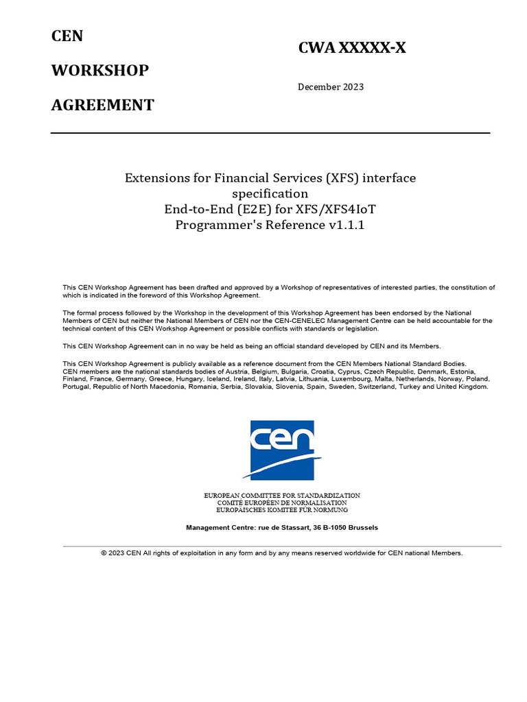 Cen Ws Xfs Cwa E2e Programmersreference1 1 1workingdocument | PDF | Automated Teller Machine | Cash