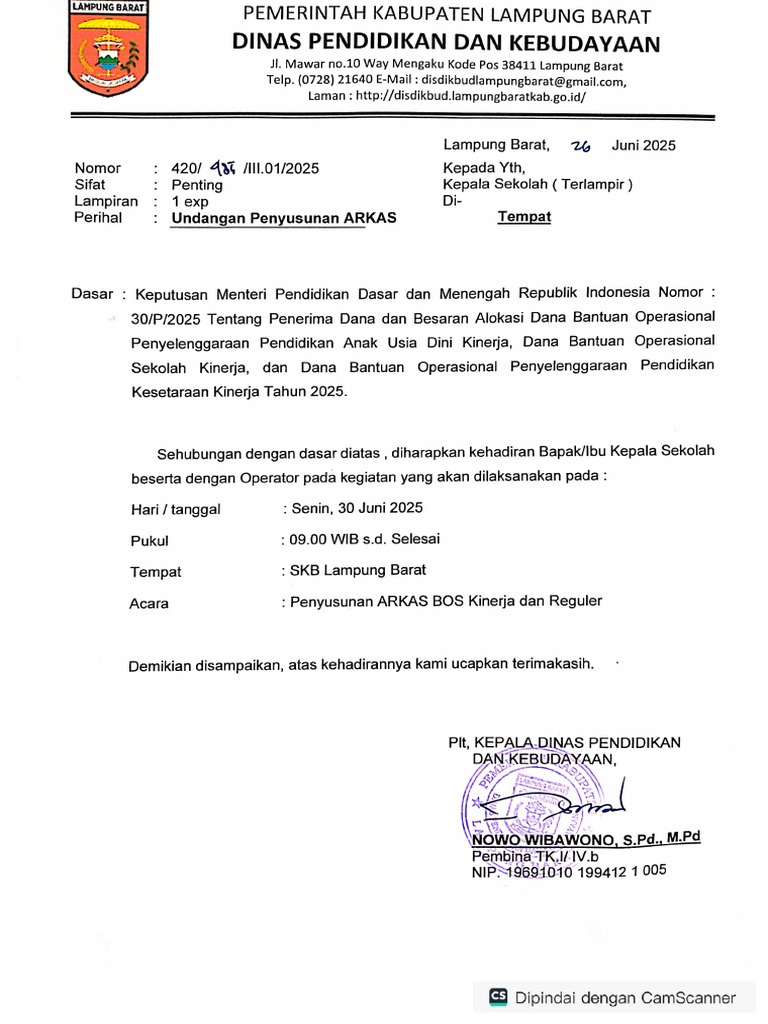 Undangan Arkas Bos | PDF