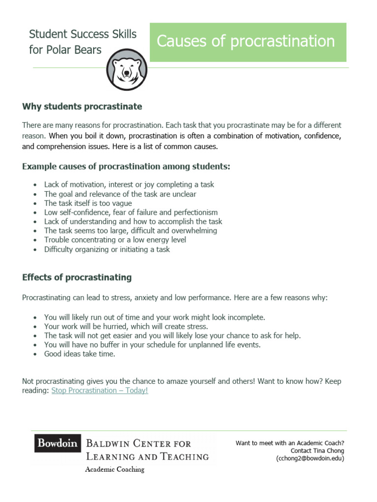 Handout Causes Procrastination | PDF