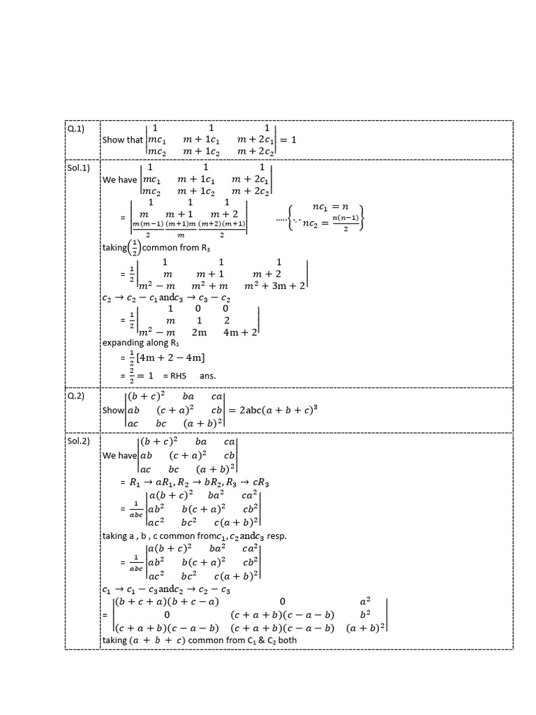 CBSE Worksheets For Class 12 Maths Determinants Assignment 04 | PDF | Mathematical Objects ...