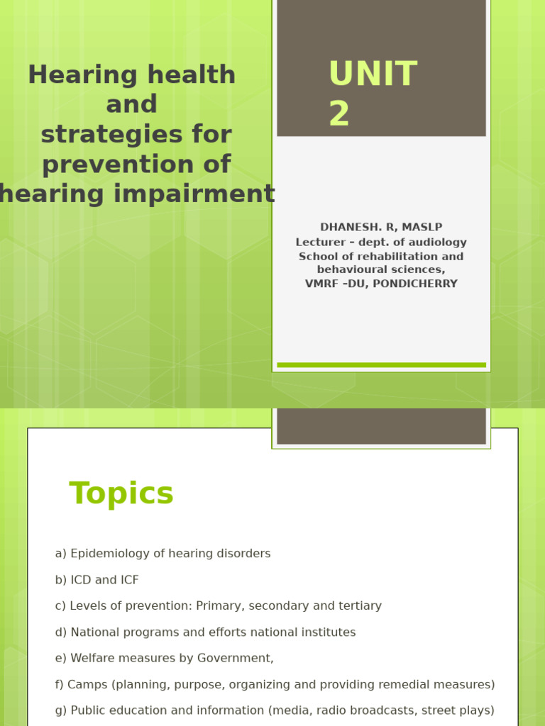 Hearing Health: Prevention Strategies | PDF | Hearing Loss | Physical ...