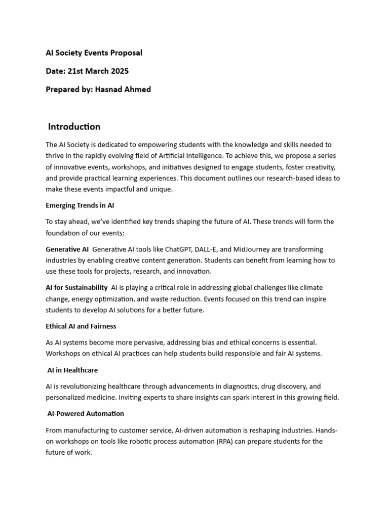 AI Society Event Proposal Overview | PDF | Artificial Intelligence ...