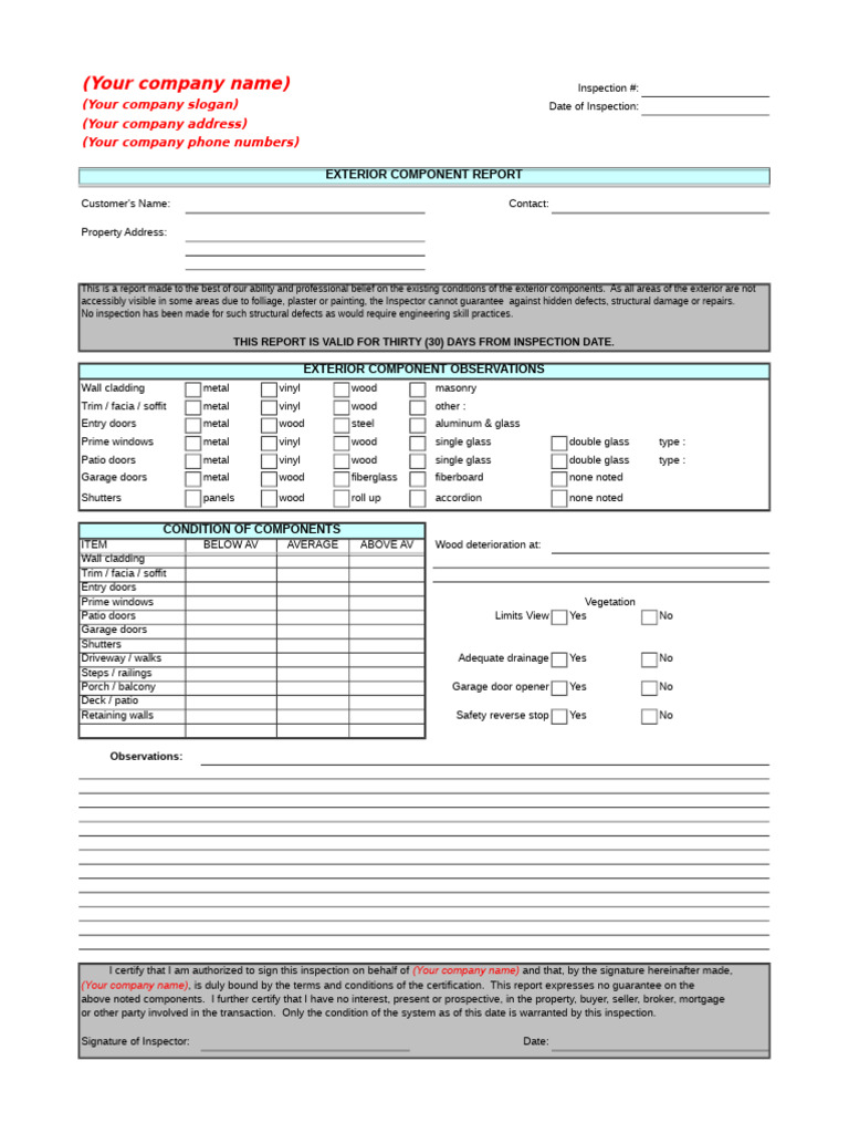 Pre-Inspection Report Sample | PDF | Air Conditioning | Door