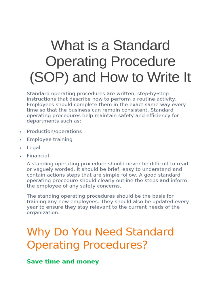 Understanding Standard Operating Procedures | PDF