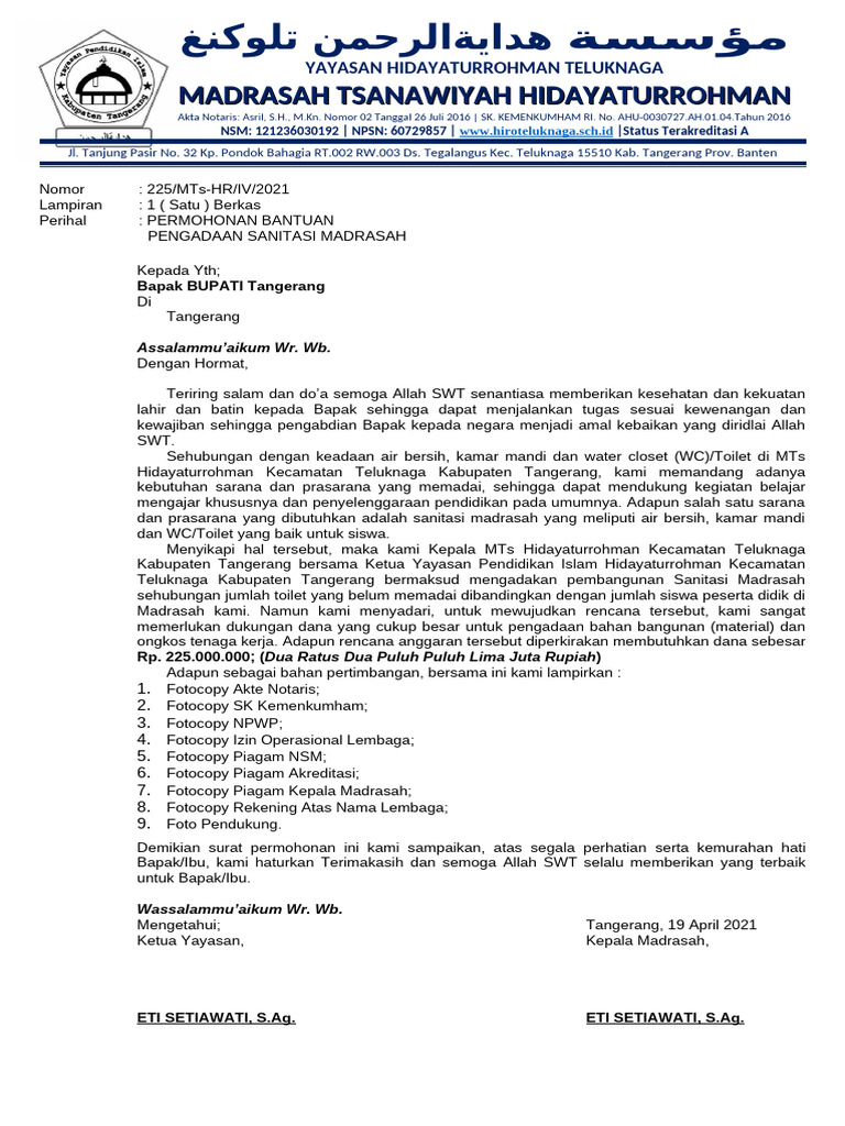 Surat Permohonan - Revisi | PDF