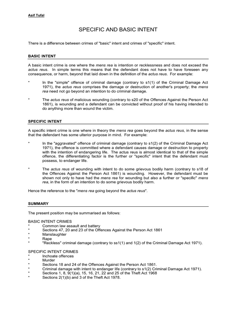 Understanding Crime Intent Types | PDF