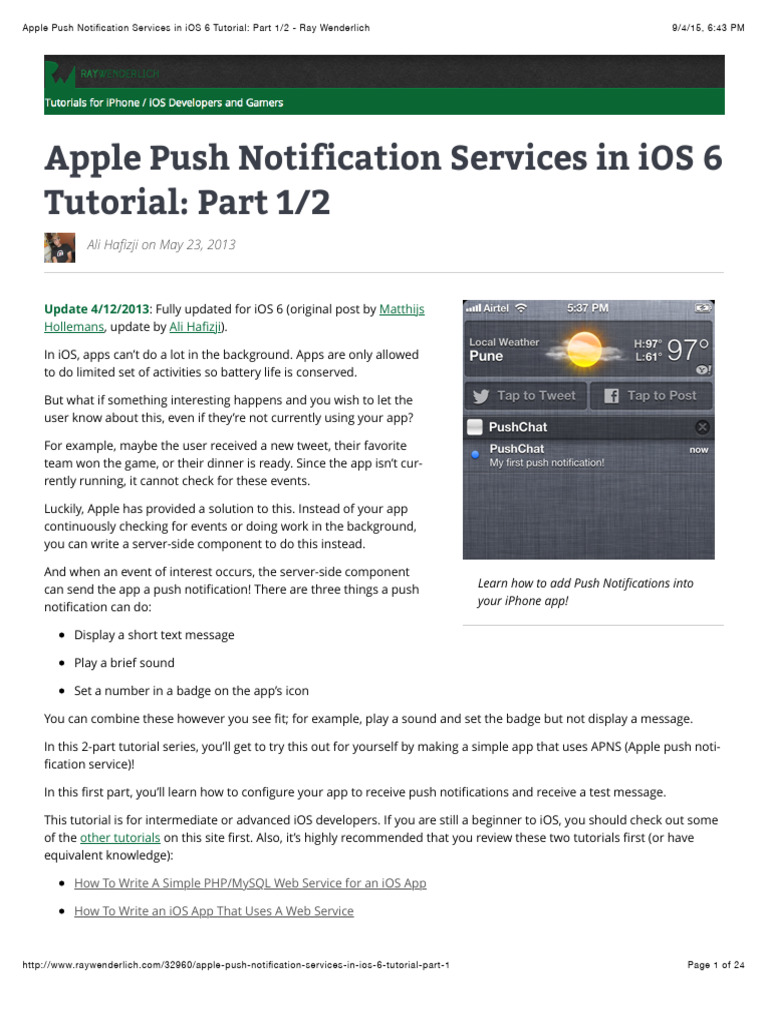 Apple Push Notification Services in IOS 6 Tutorial - Part 1 - 2 - Ray Wenderlich | PDF | Ios | Xcode