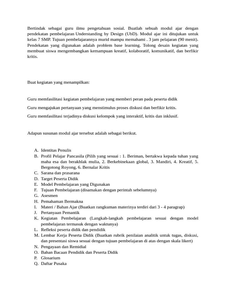 Modul Ajar SMP: Pembelajaran Kreatif dan Kritis | PDF