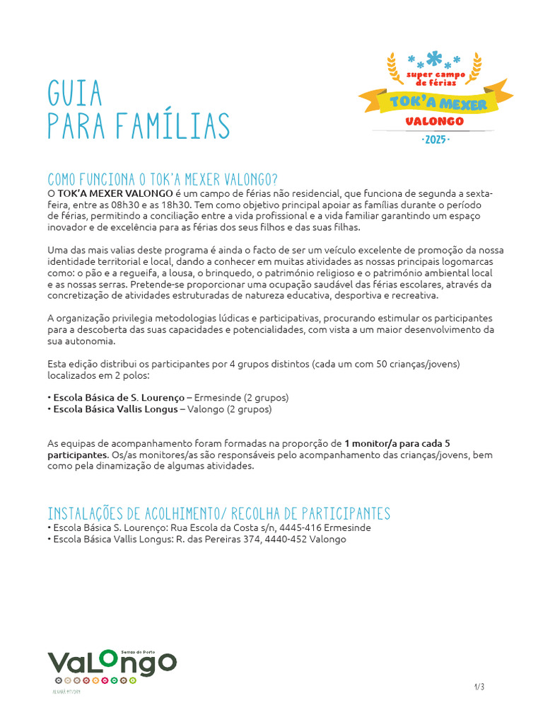 TKM 2025 - Verao - Guia Famílias | PDF