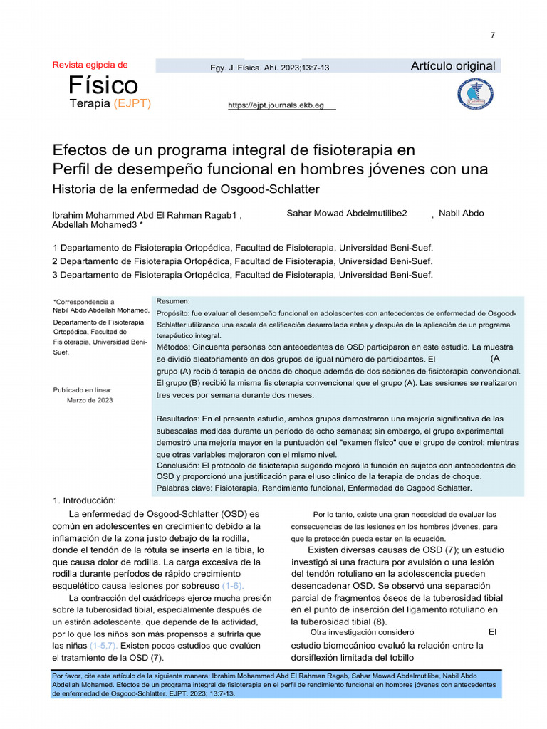 Ibrahim Mohammed Abd El Rahman Ragab - Estudio de Cohorte | PDF | Rodilla | Corriendo