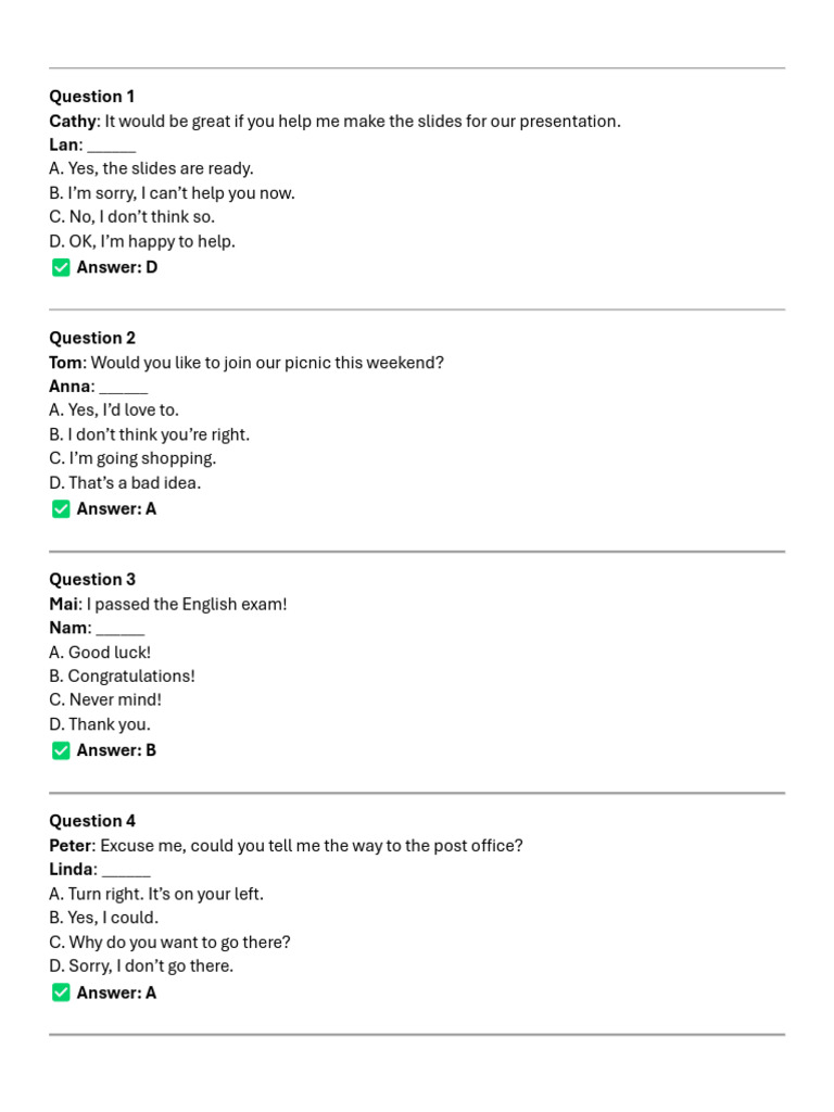 Dap An File Bai Tap Tong Hop | PDF