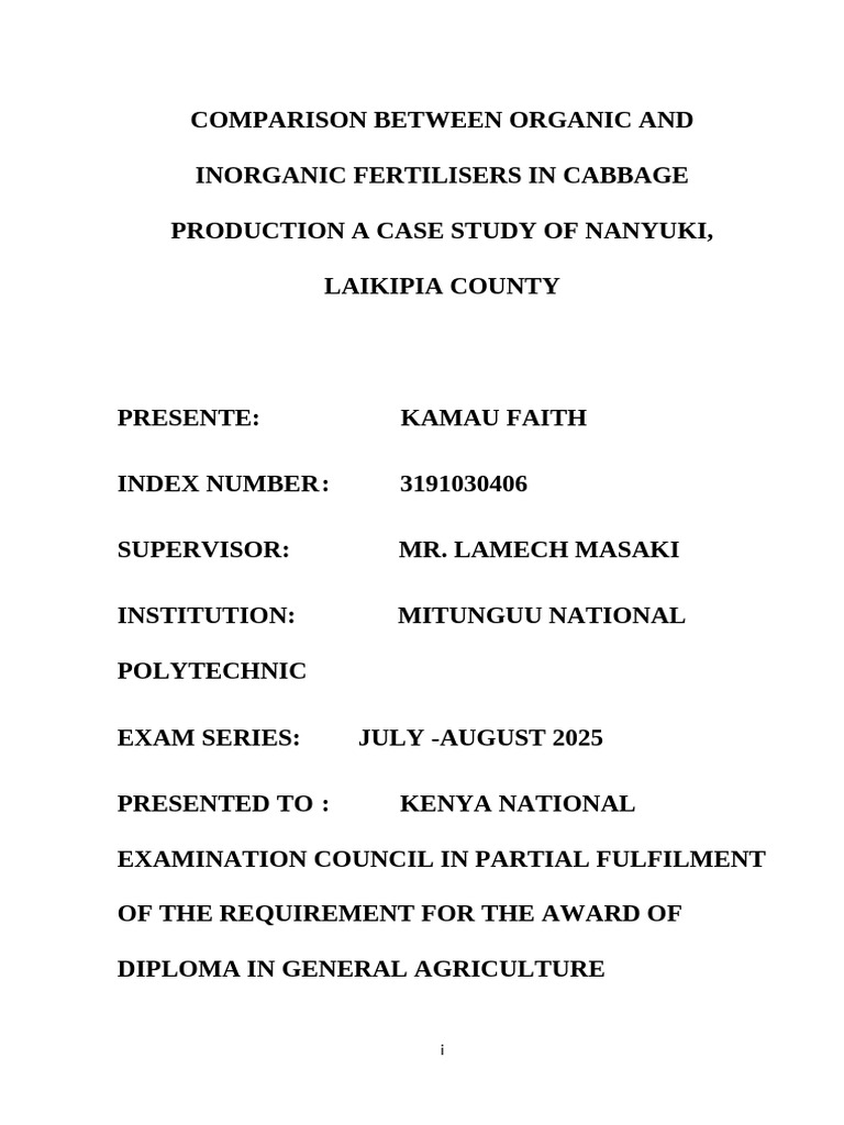 Faith Kamau Project | PDF | Plant Nutrition | Fertilizer