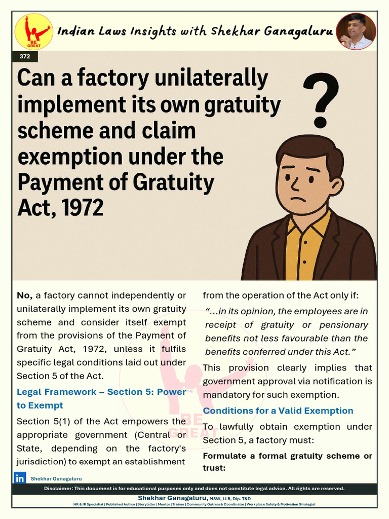 372 - Own Gratuity Scheme Option Under Gratuity Act | PDF | Gratuity ...