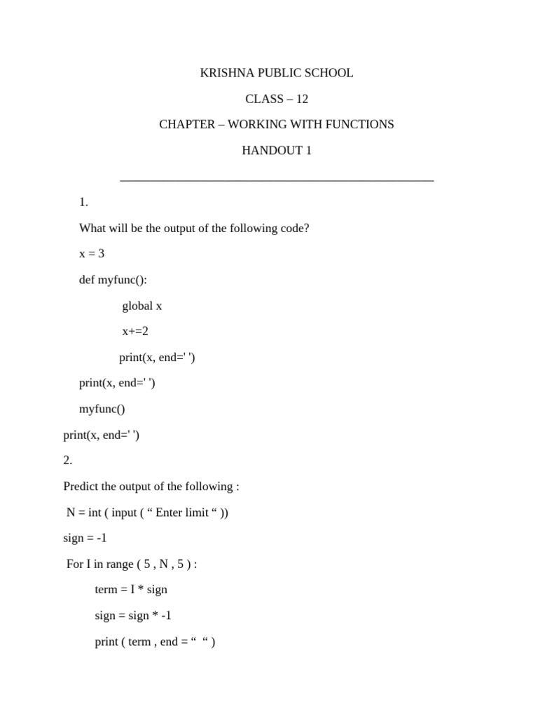Function Chapter Handout | PDF