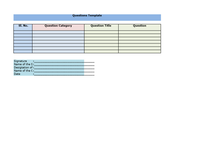 Company Question Template Form | PDF