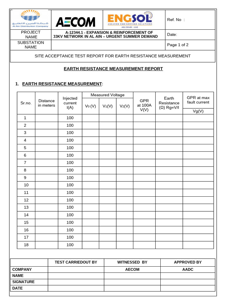 Earth Resistance Measurement Report | PDF | Electric Power | Electrical ...