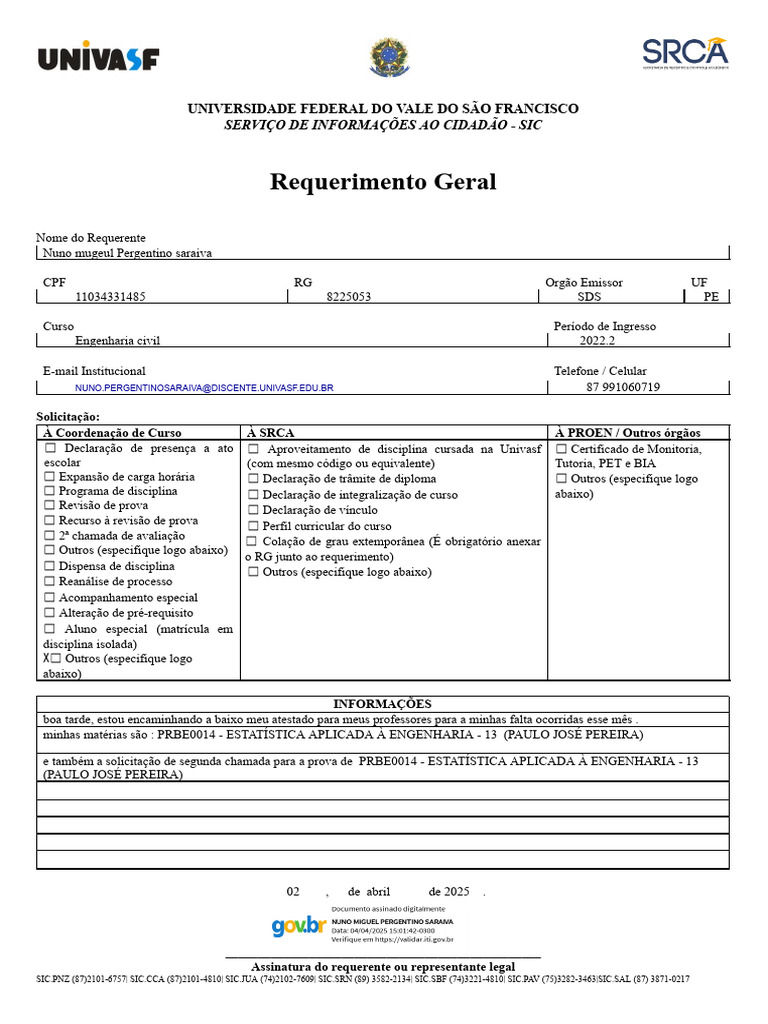 Requerimento Nuno Saraiva Assinado | PDF