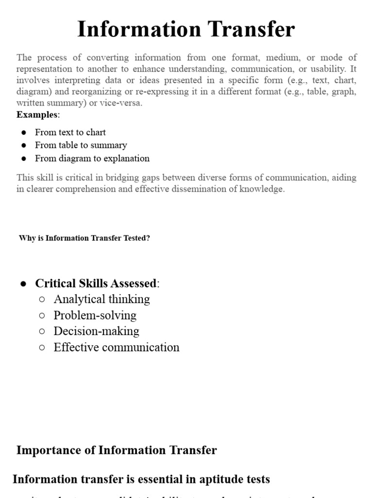 Information Transfer Techniques Explained | PDF | Water Pollution | Chart
