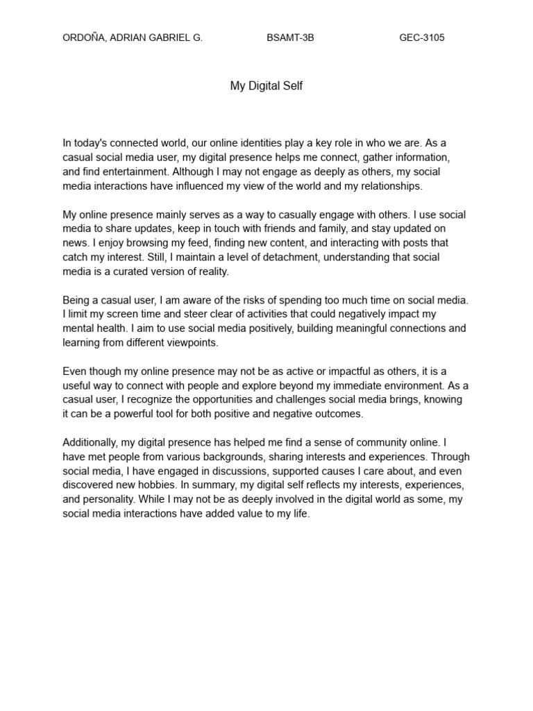 My Digital Self | PDF