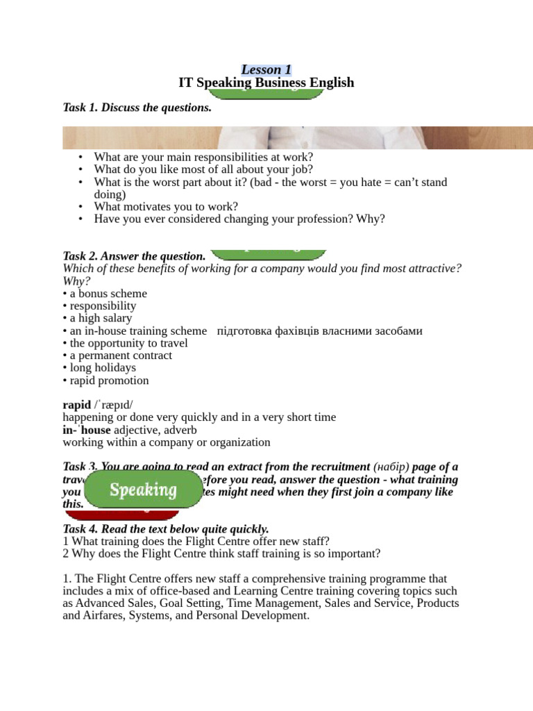IT Business English: Job Responsibilities & Training | PDF | Business