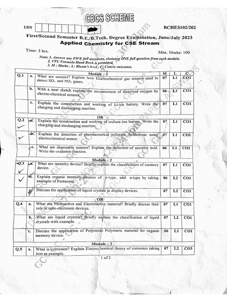Chemistry Pyq For Cse 2022 Scheme | PDF