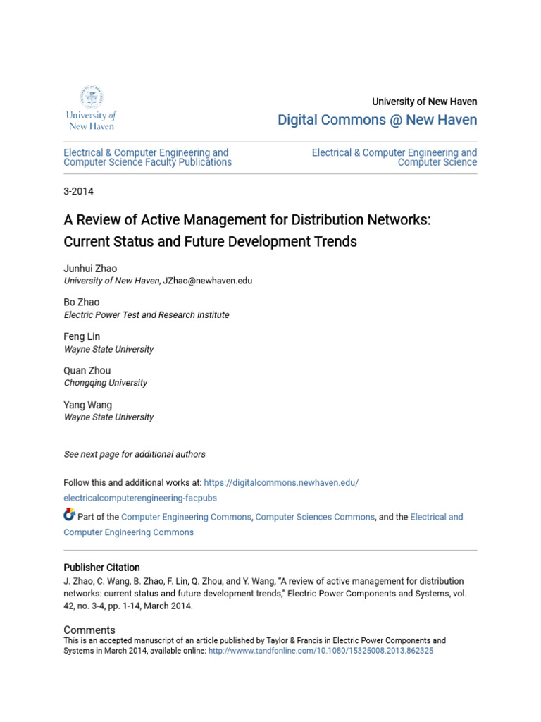 A Review of Active Management For Distribution Networks - Current | PDF ...