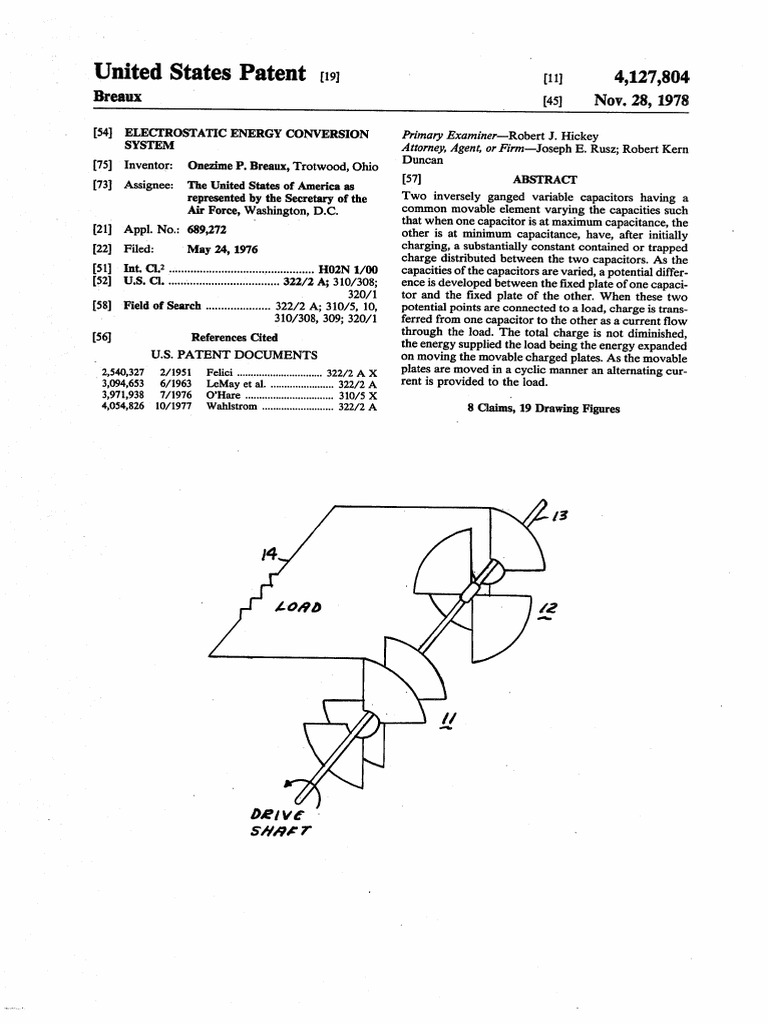 US4127804_Electrostatic Energy Conversion System | PDF | Capacitor ...