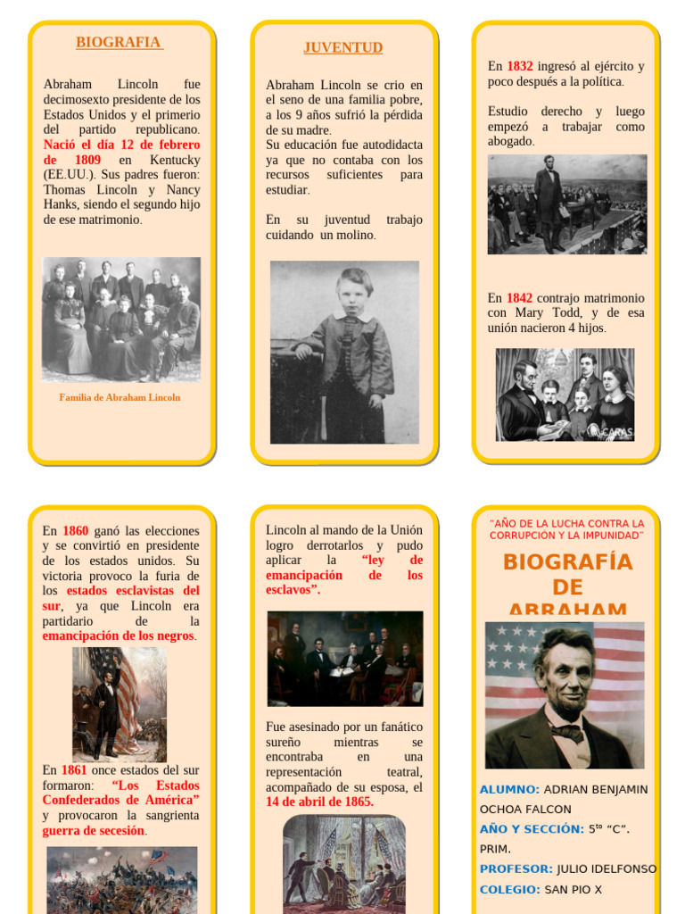 Biografía de Abraham Lincoln | PDF | Abraham Lincoln | Los Estados Unidos