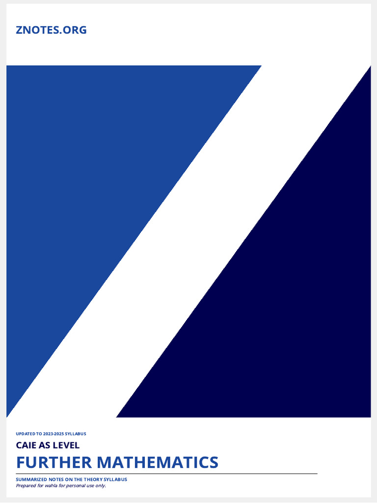 CAIE-As Level-Further Mathematics - Further Pure 1 Mathematical ...