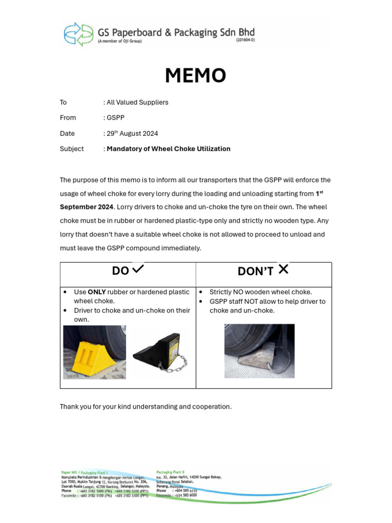 Mandatory of Wheel Choke Utilization | PDF