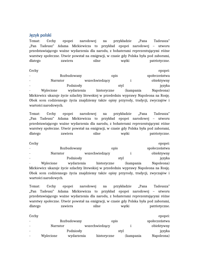 Jezyk Polski Notatka | PDF