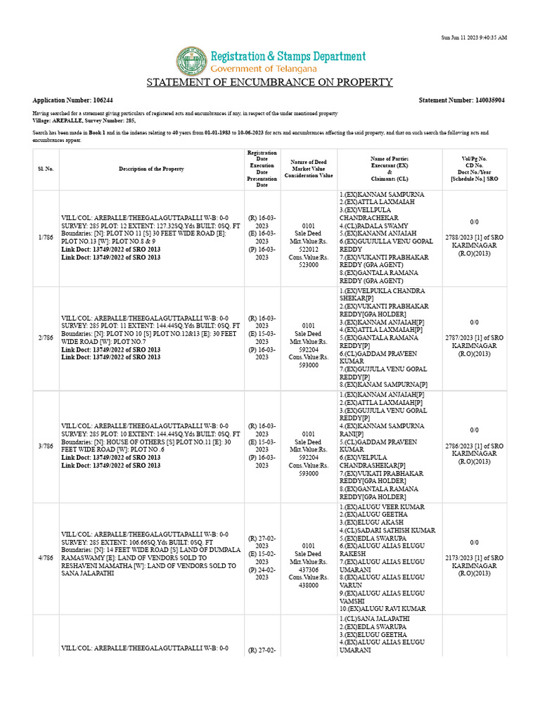 Statement of Encumbrance on Property | PDF | Real Property Law | Property Law