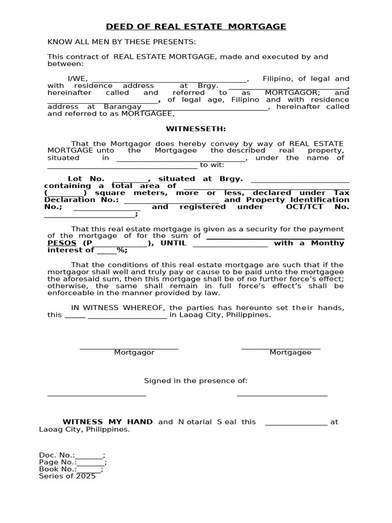 Real Estate Mortgage Deed Sample | PDF