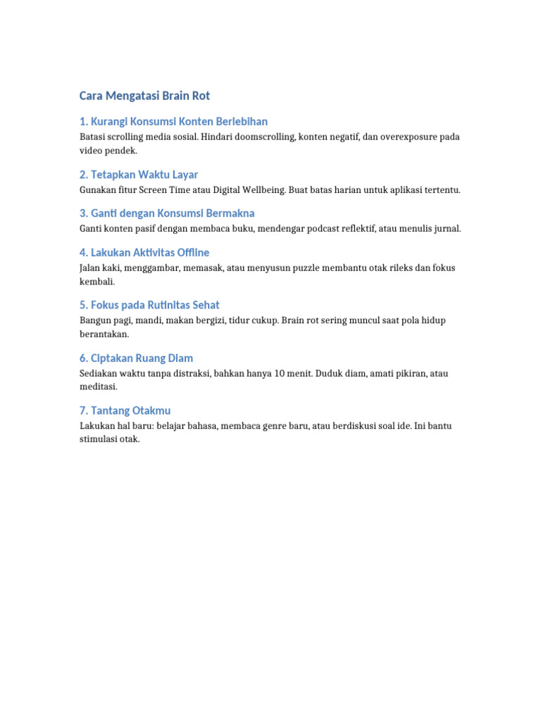 Cara Mengatasi Brain Rot | PDF