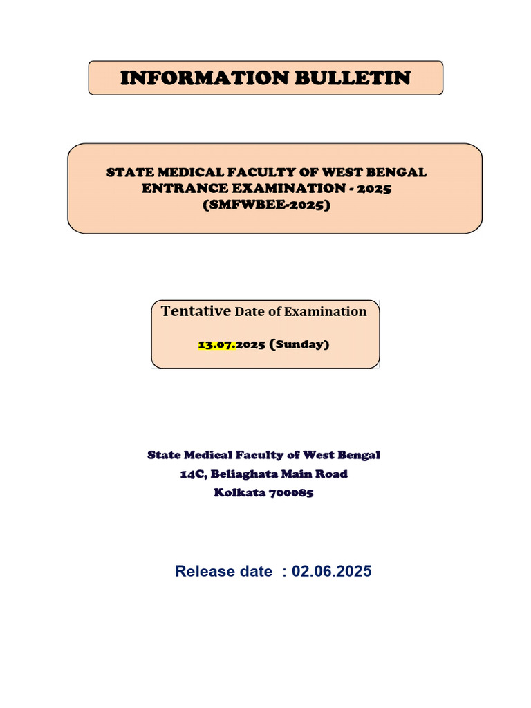 SMFWBEE-2025 Exam and Counseling Dates | PDF | Payments | University ...
