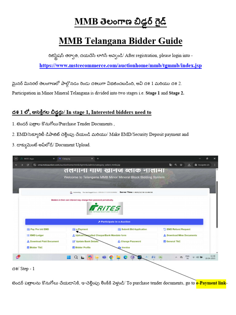Bidder Guide MMB Telangana | PDF