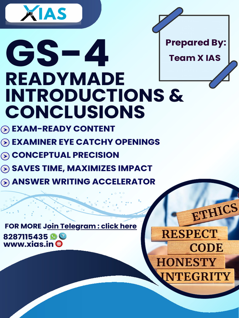 Ethics Gs4 Readymade Intro Conclusions by X Ias | PDF | Attitude (Psychology) | Empathy