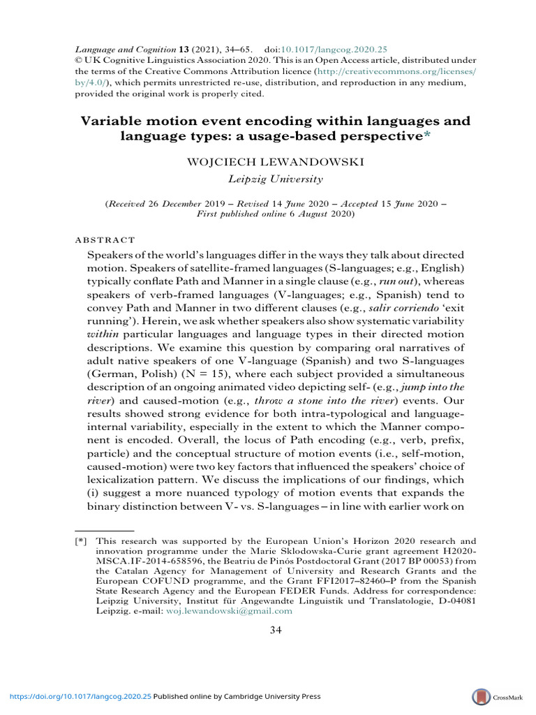 Variable Motion Event Encoding Within Languages and Language Types A ...