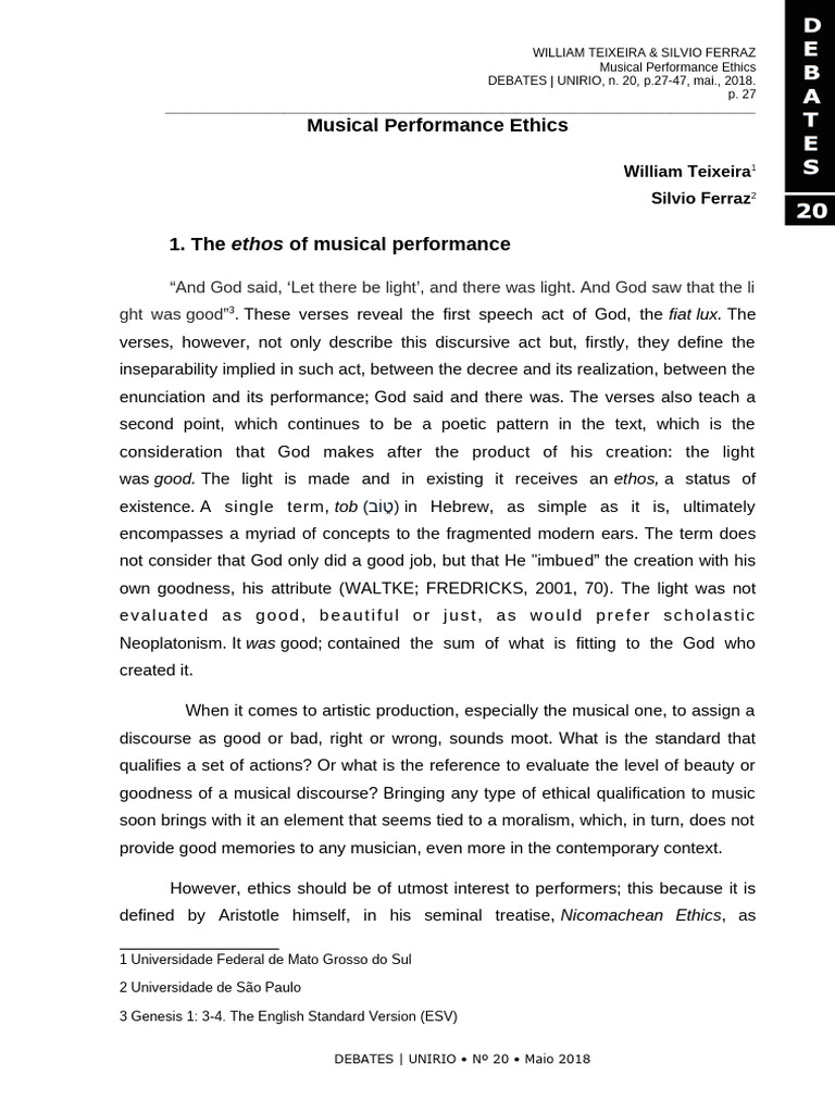 Musical Performance Ethics | PDF | Gilles Deleuze | Existence