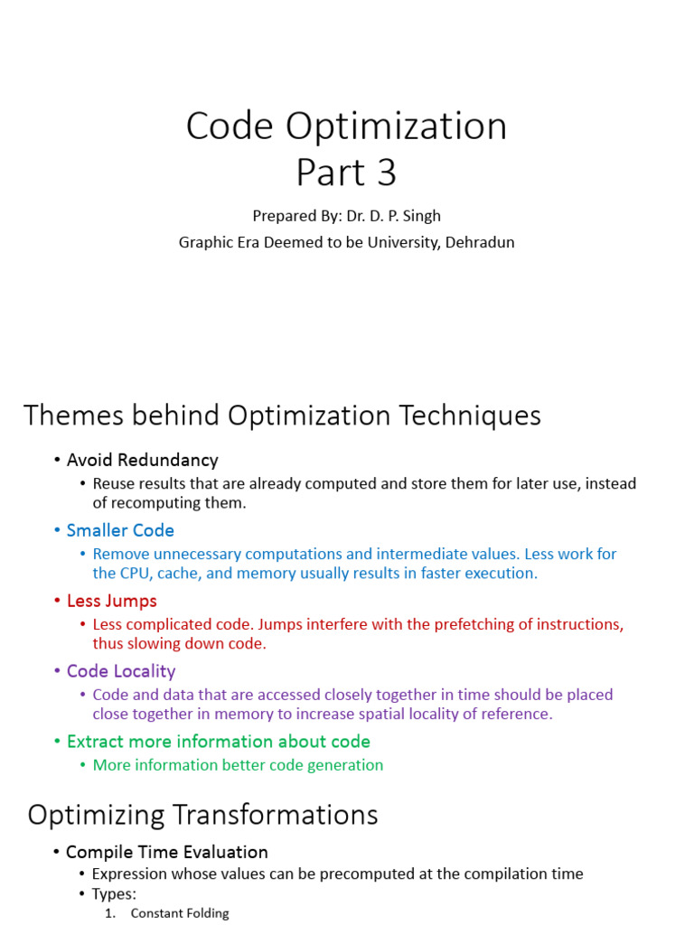 Code Optimization Part 3 L15 | PDF | Program Optimization | Computer Engineering