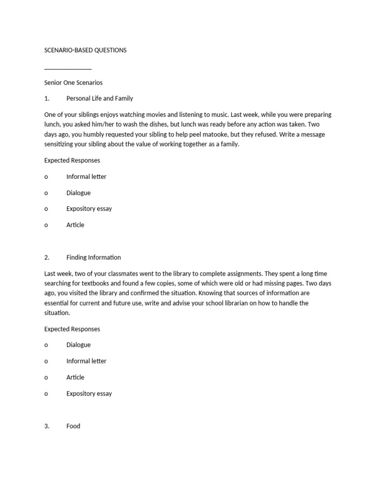 Scenario-Based Writing Prompts for Students | PDF | Essays