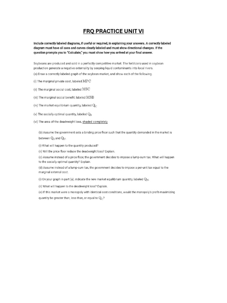 FRQ Practice Unit Vi | PDF