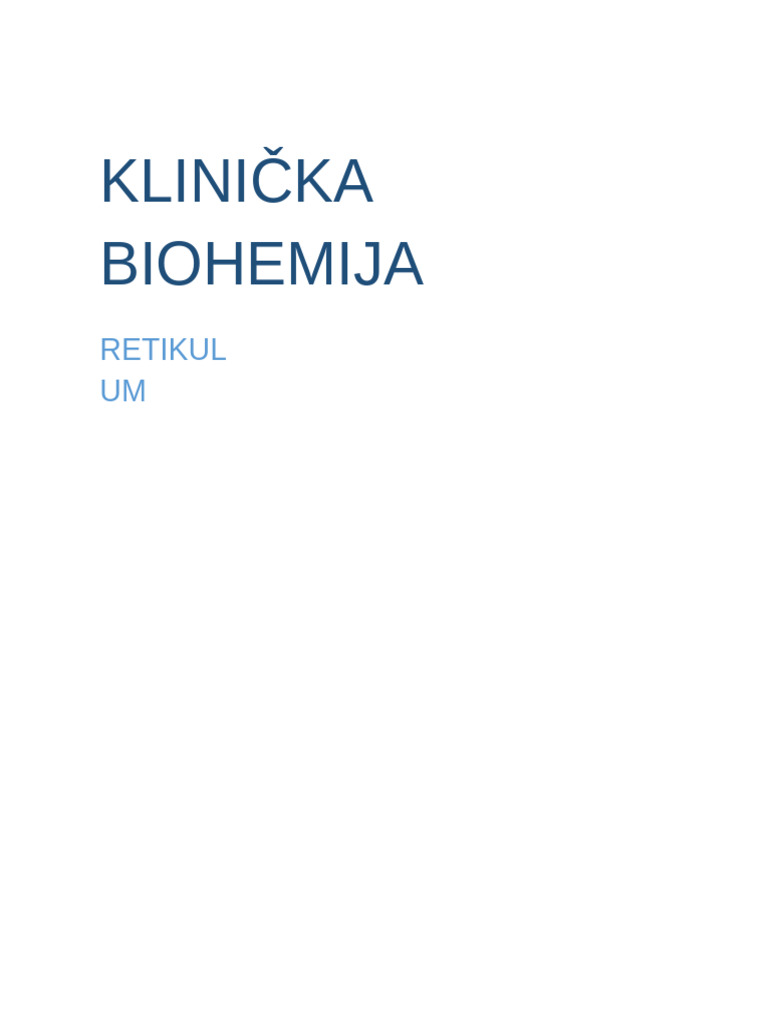 Klinicka Biohemija 2019-20 (MILICA) | PDF