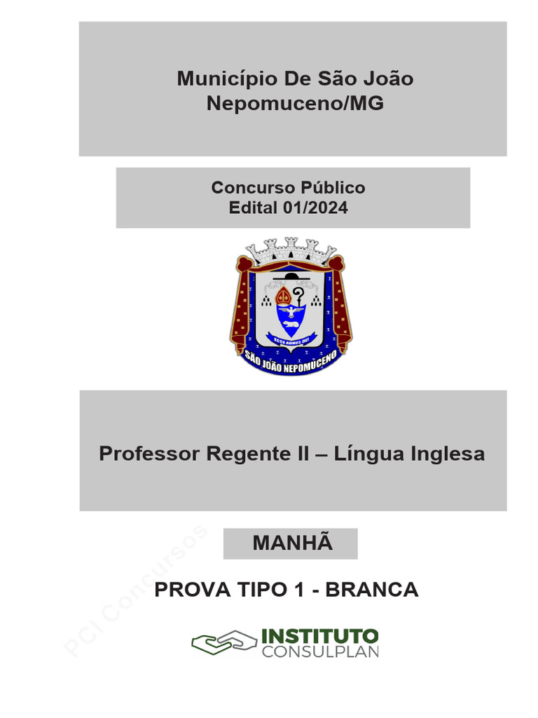 Concurso Professor Regente II - Língua Inglesa | PDF | Aprendizado ...