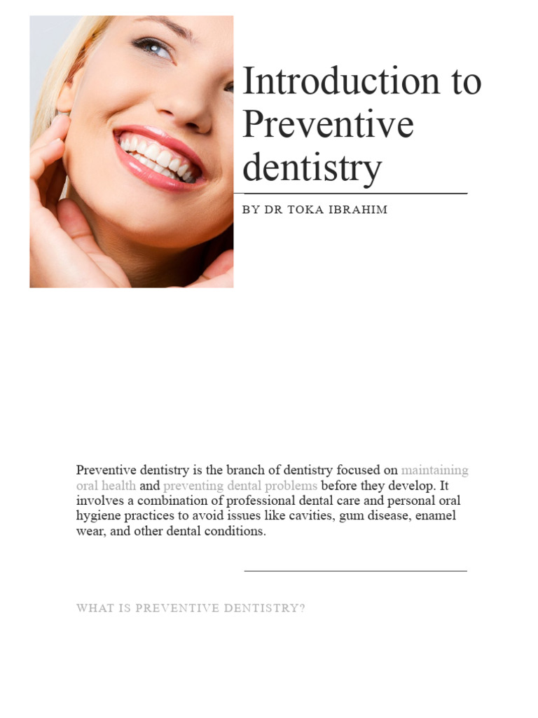 Guide to Preventive Dentistry Basics | PDF | Oral Hygiene | Dentistry