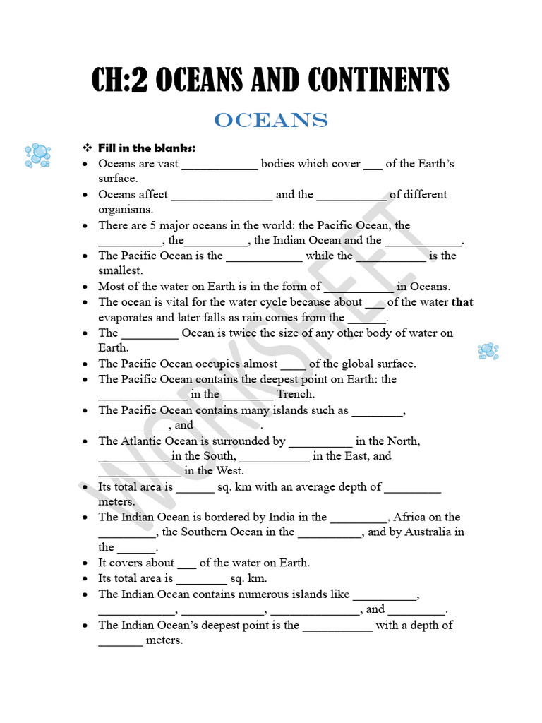 Oceans and Continents Overview | PDF